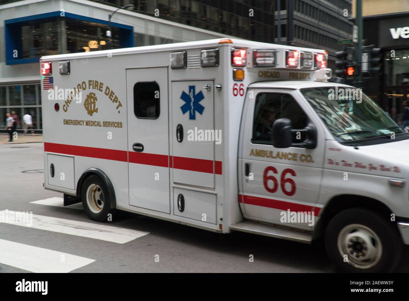 Chicago, USA - Circa 2019: Chicago PD ambulance rushing through ...