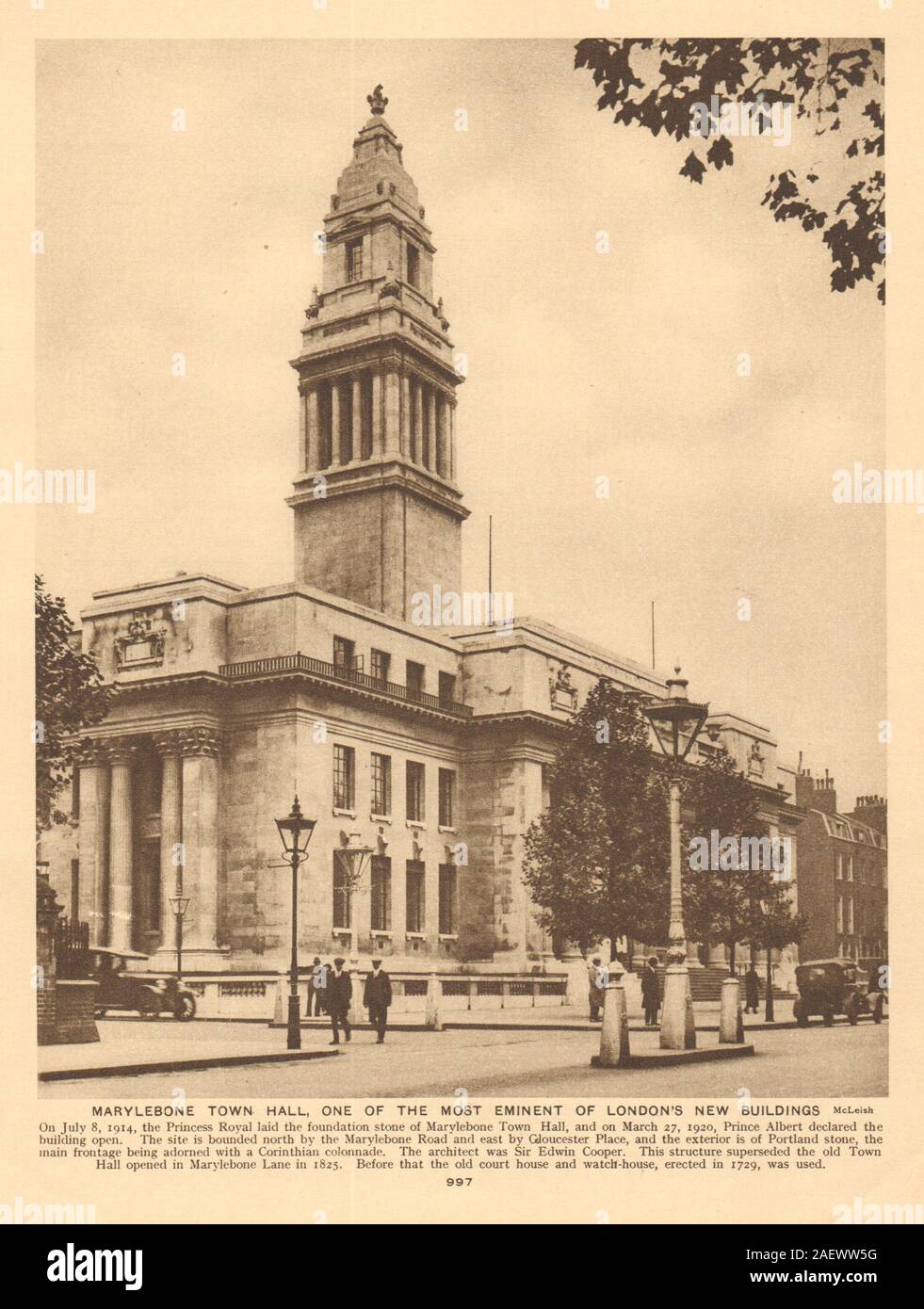 Marylebone Town Hall, Marylebone Road. Now London Business School 1926 ...