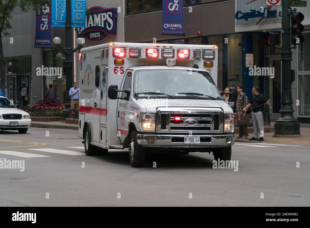 Chicago, USA - Circa 2019: Chicago PD ambulance rushing through ...
