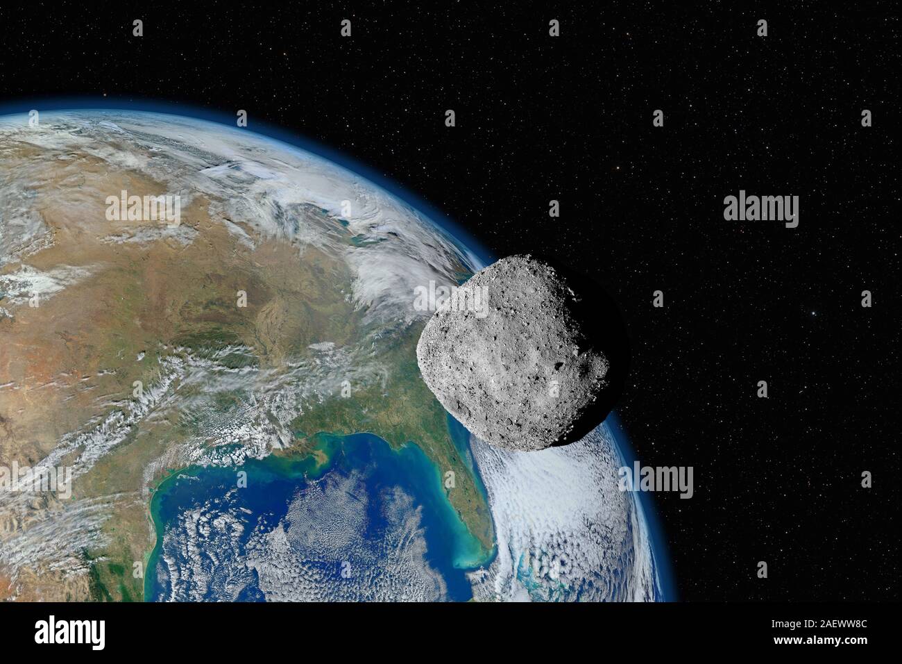 Dangerous asteroid approaching planet Earth, elements of this image ...
