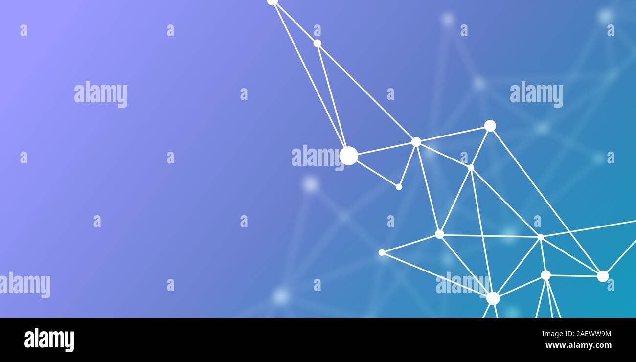 Abstract futuristic crypto blockchain. White dots and shapes in ...