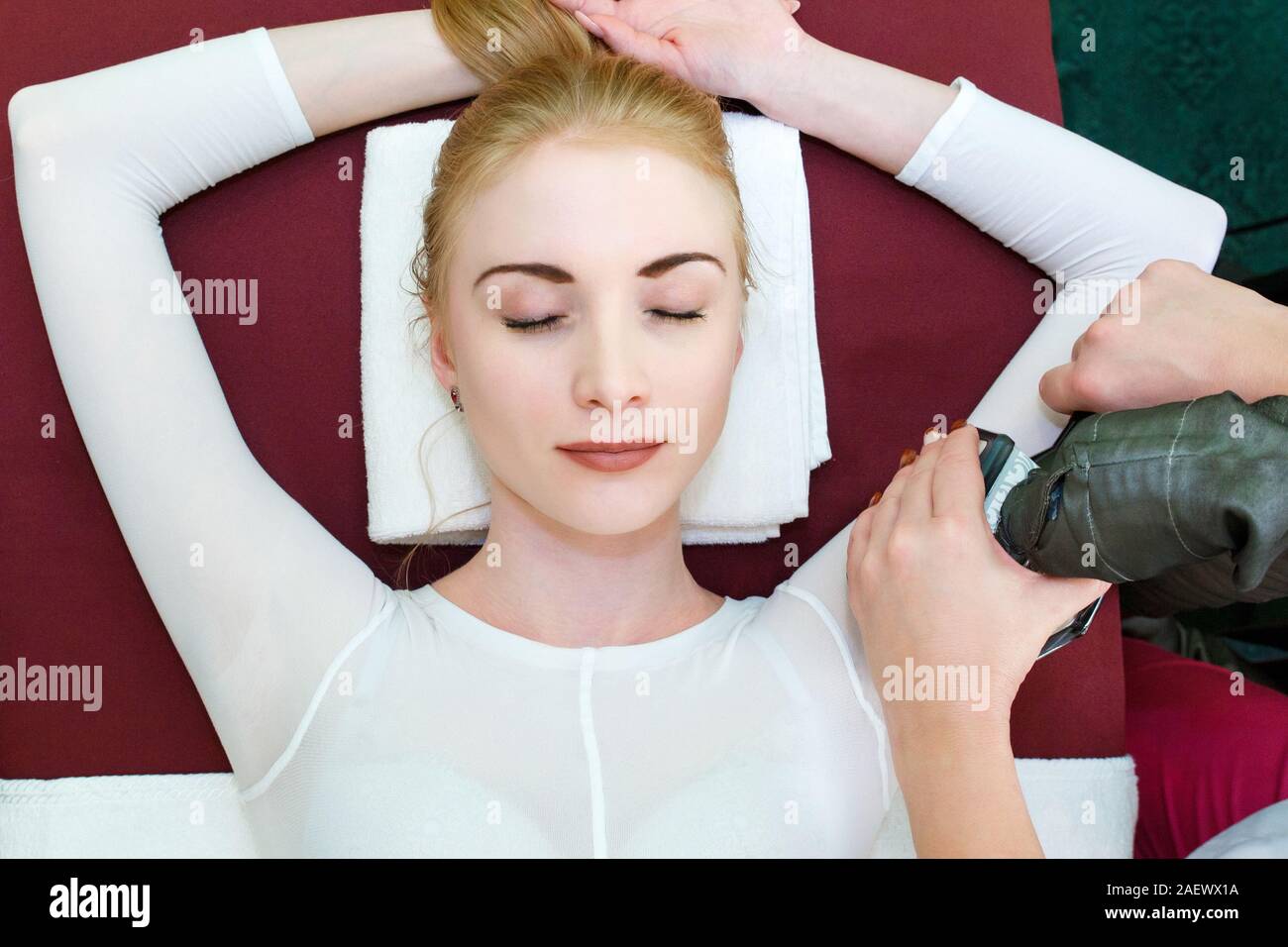 A Young Woman Is Doing Anti Cellulite Lpg Massage To Correct The Body