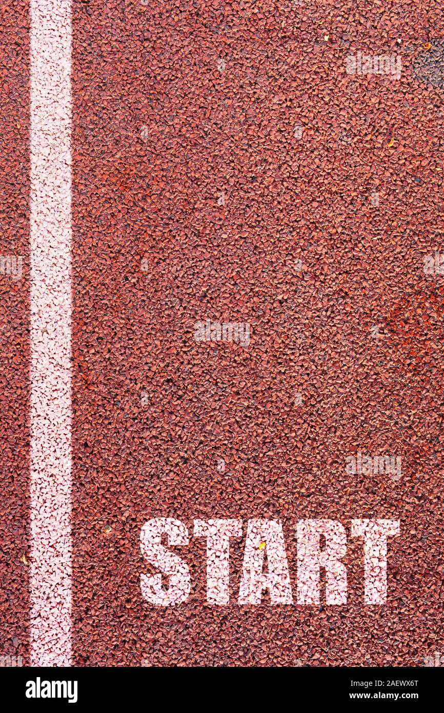Start line on treadmill or athletics, sports track Stock Photo - Alamy