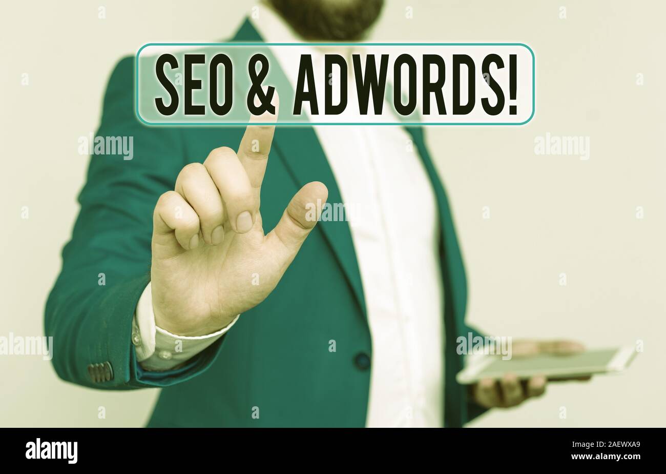 Conceptual hand writing showing Seo And Adwords. Concept meaning they ...