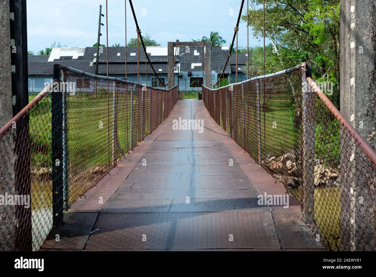 Handmade old iron bridge Phangnga Province. Symbol of of Taku Pa ...