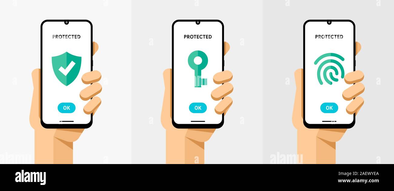 Smartphone mockup with different protection type protocoles ...