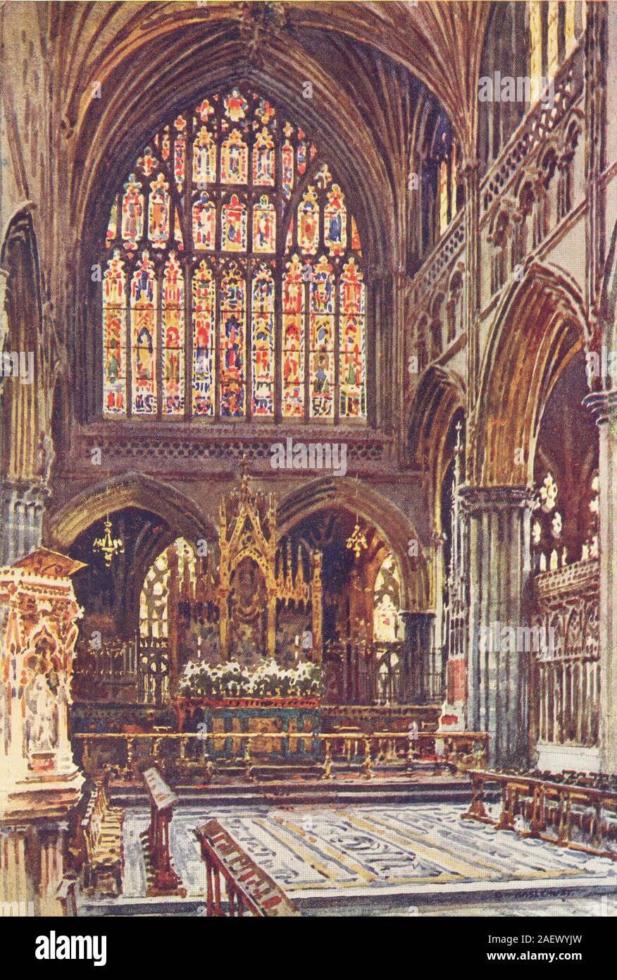 The Sanctuary, Exeter Cathedral, Exeter. Devon. By Ernest Haslehust ...