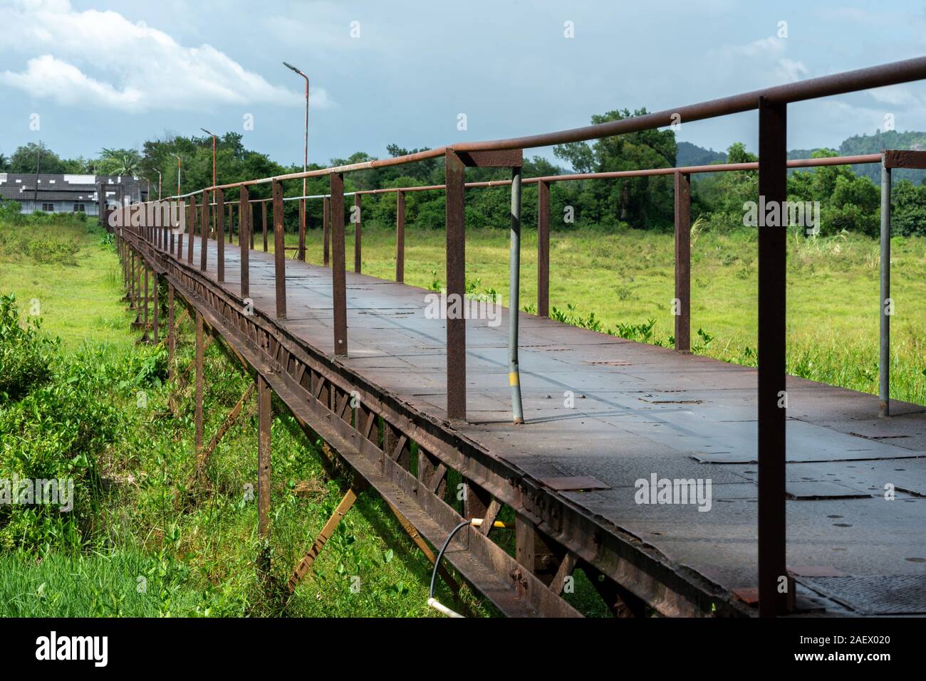Handmade old iron bridge Phangnga Province. Symbol of of Taku Pa ...
