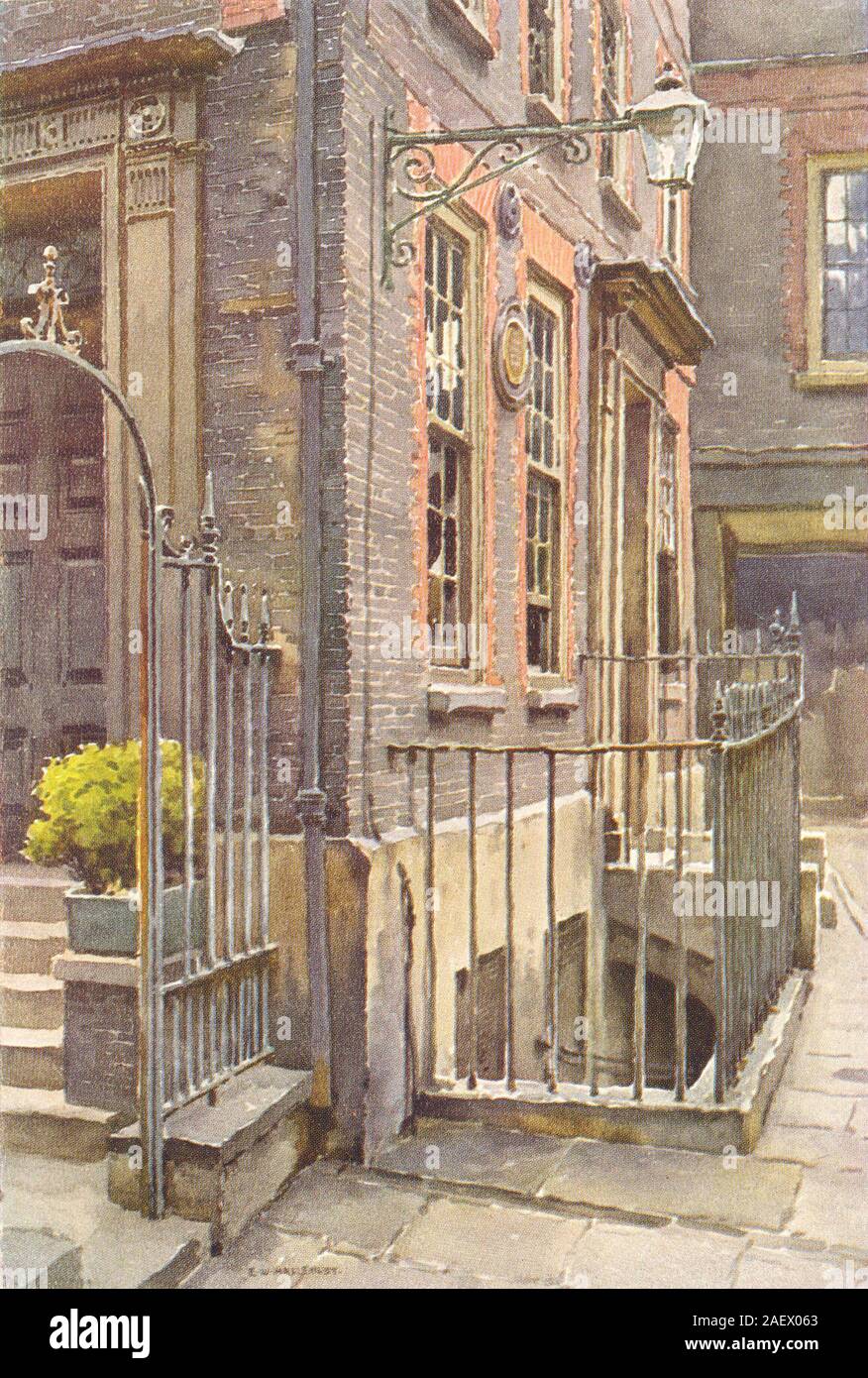 Dr. Johnson's House. London. By Ernest Haslehust 1920 old vintage print ...