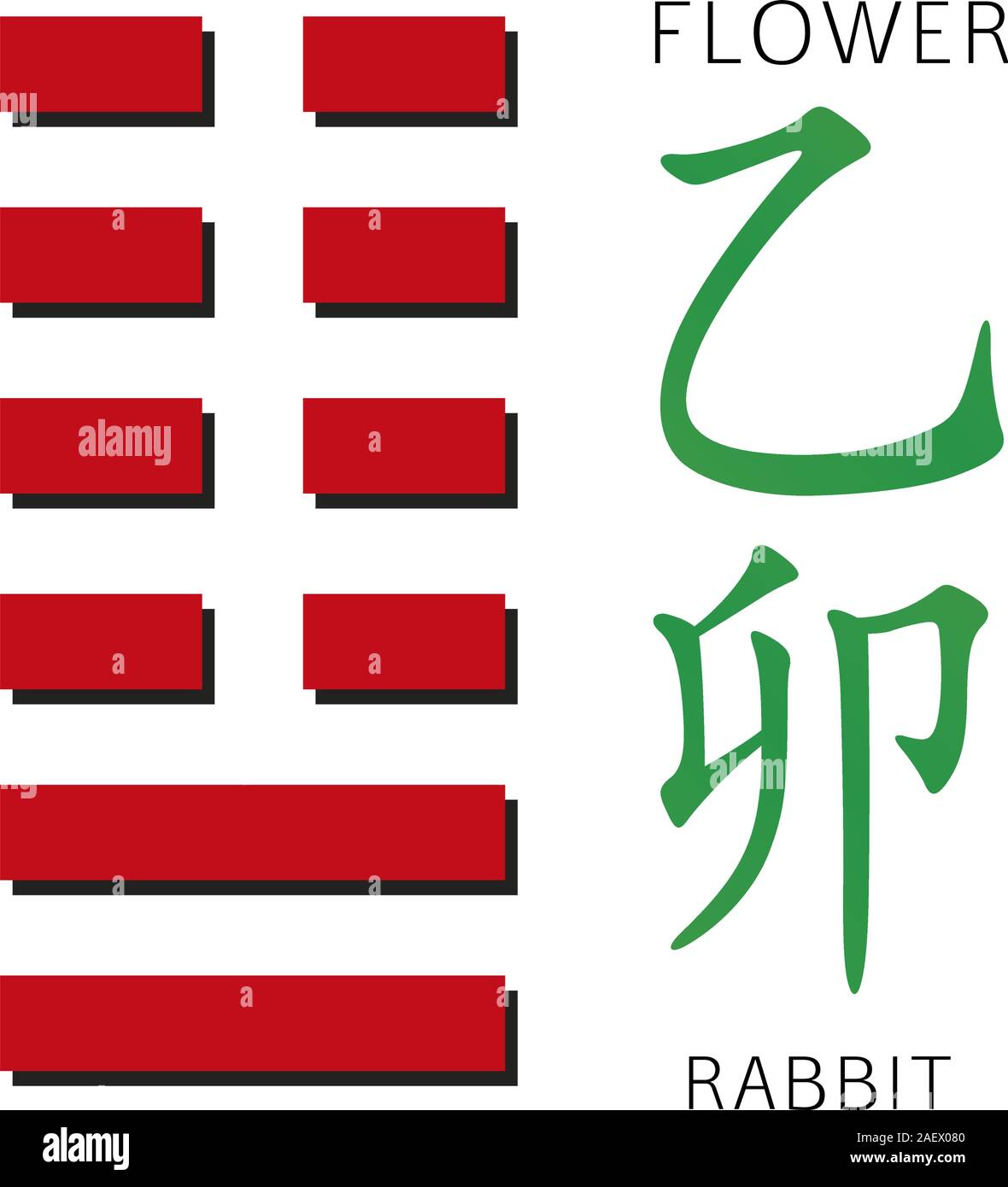 Symbol of i ching hexagram from chinese hieroglyphs. Translation of 12 ...