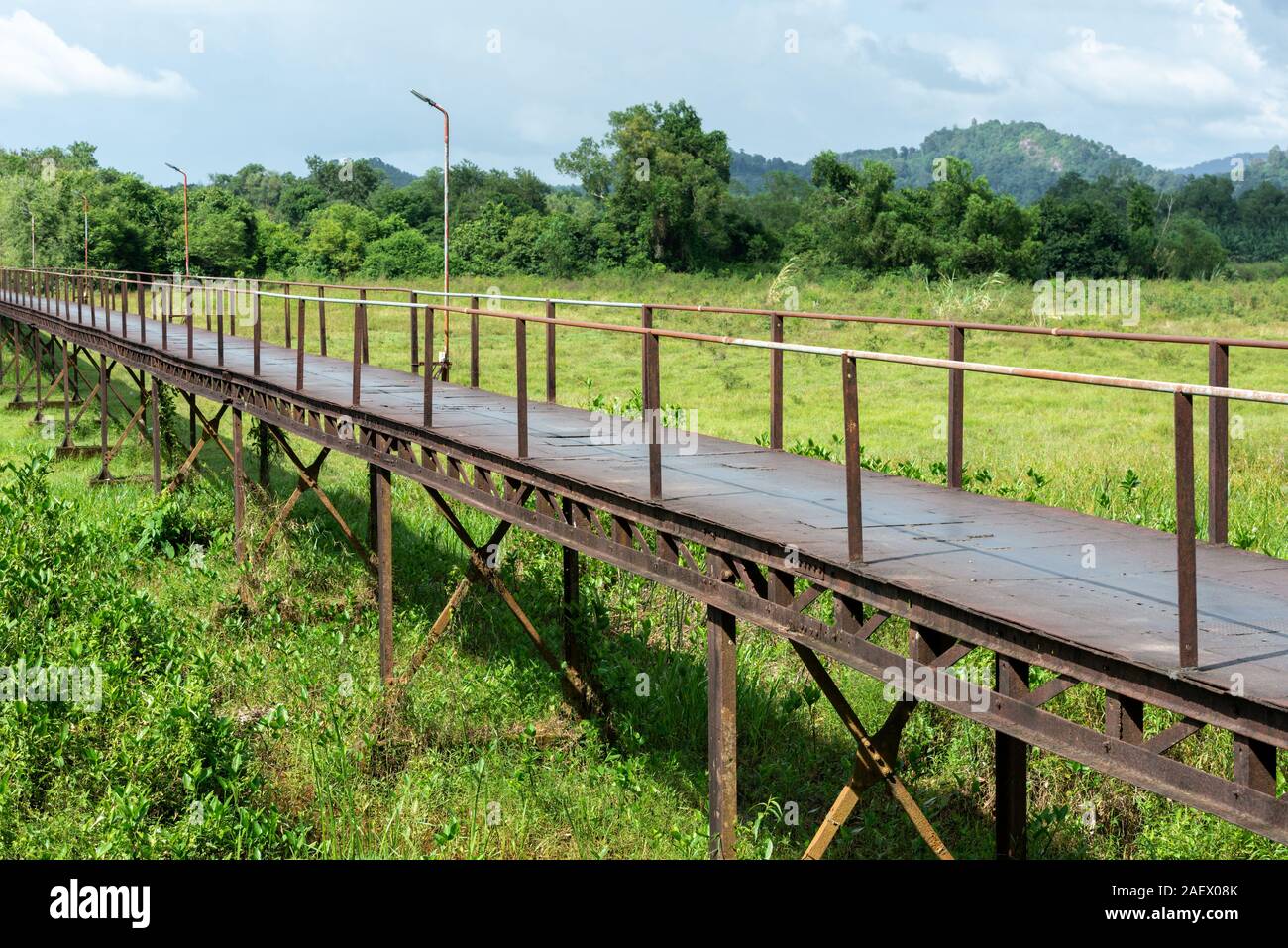 Handmade old iron bridge Phangnga Province. Symbol of of Taku Pa ...