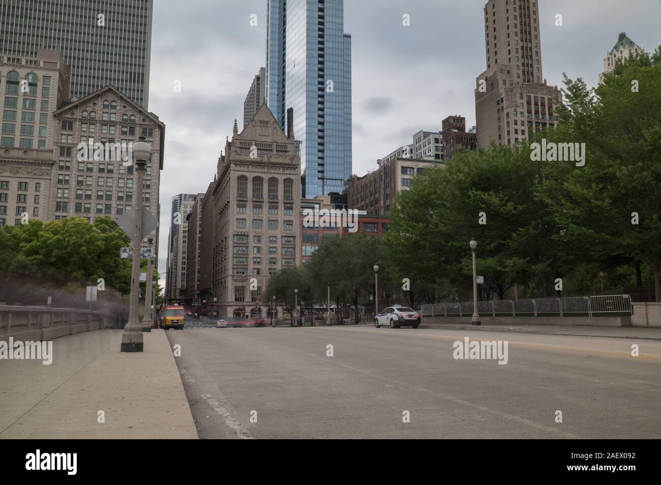 Chicago, USA - Circa 2019: Exterior view look on roadway downtown ...