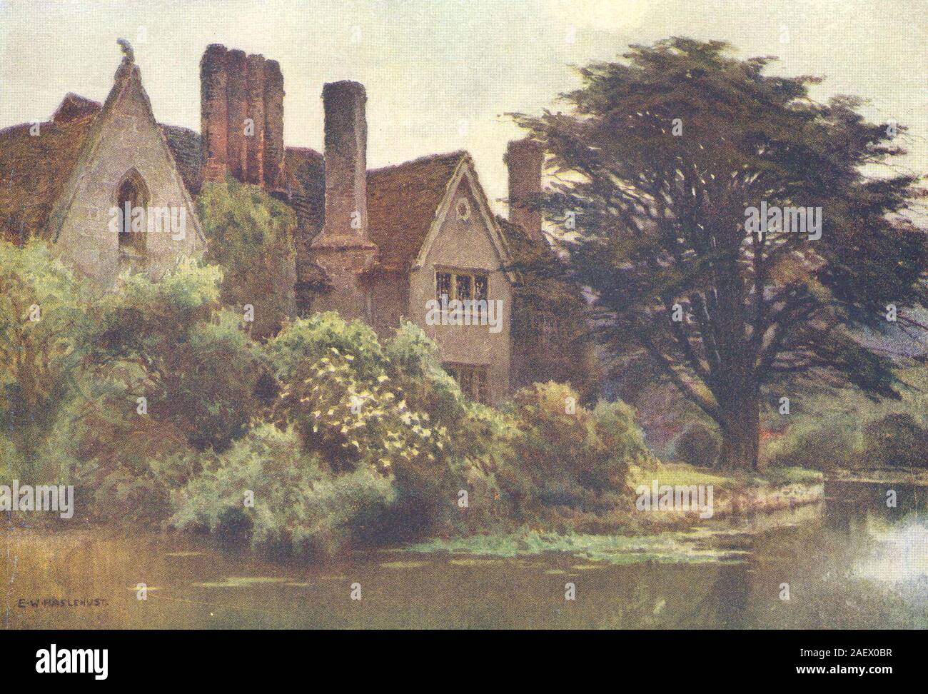 Brinsop Manor. Hereford. By Ernest Haslehust 1920 old vintage print ...