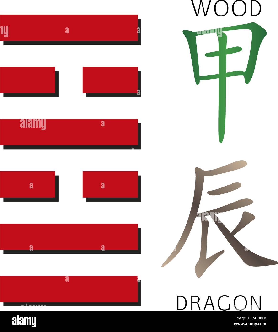Symbol of i ching hexagram from chinese hieroglyphs. Translation of 12 ...