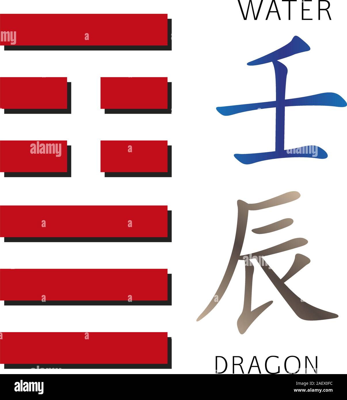 Symbol of i ching hexagram from chinese hieroglyphs. Translation of 12 ...