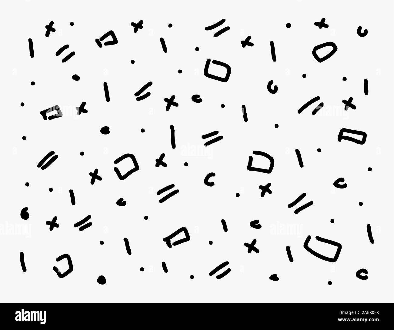 Doodle simple vector hand drawn pattern with crosses, dots, lines and ...