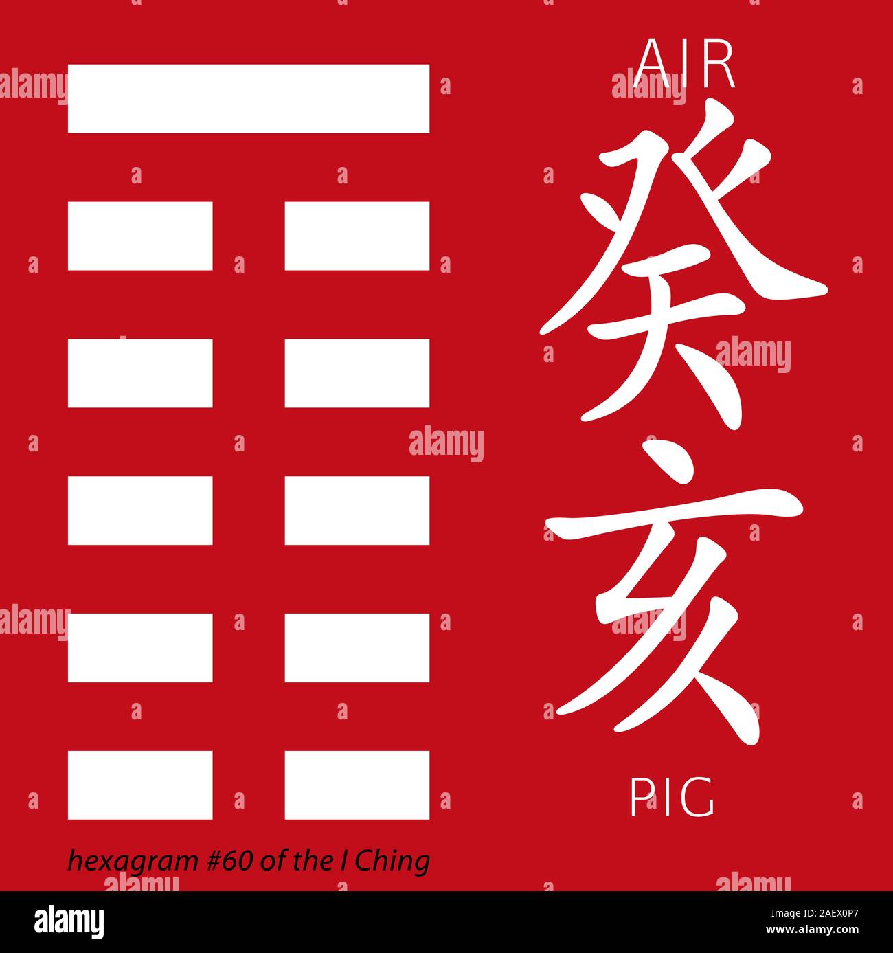 Symbol of i ching hexagram from chinese hieroglyphs. Translation of 12 ...