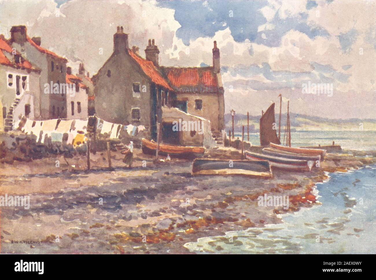 Buckhaven, Fife. Scotland. By Ernest Haslehust 1920 old vintage print ...