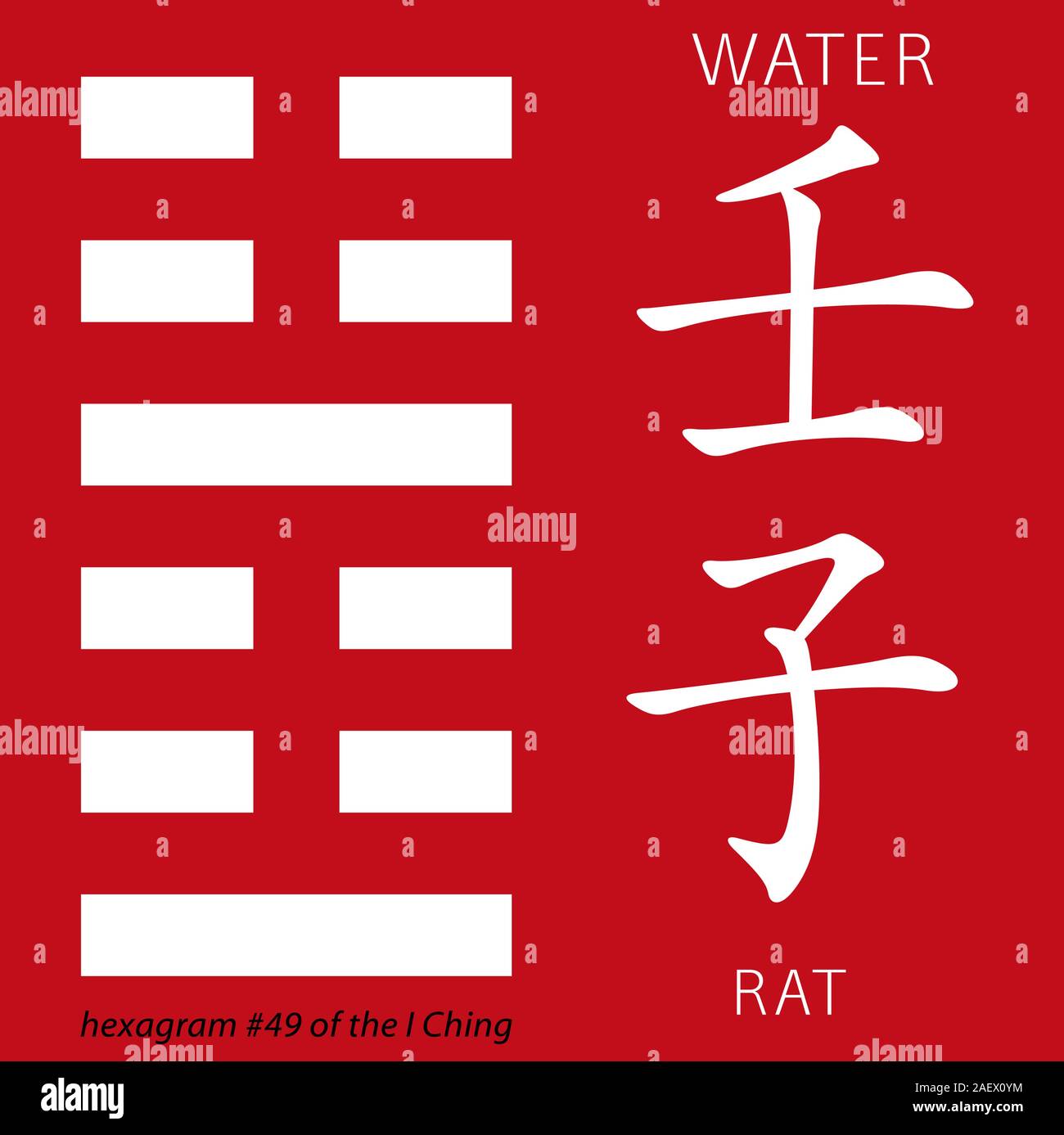 Symbol of i ching hexagram from chinese hieroglyphs. Translation of 12 ...