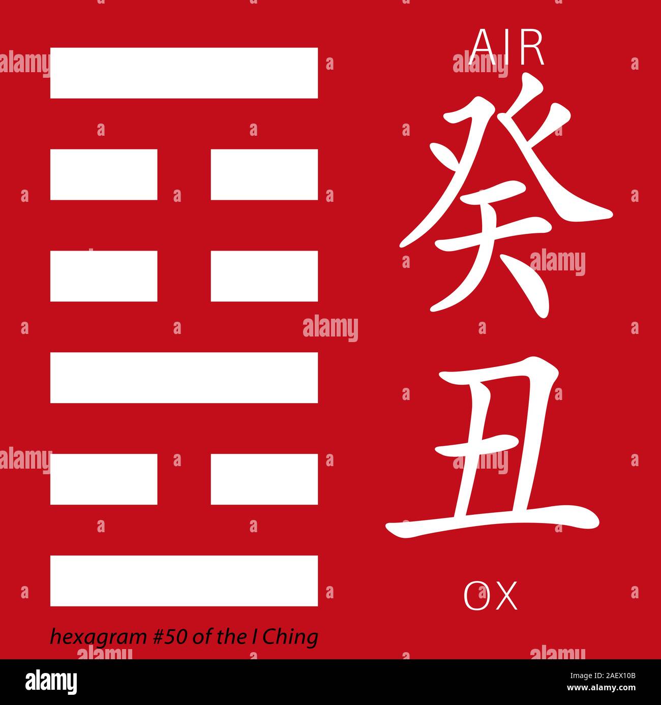 Symbol of i ching hexagram from chinese hieroglyphs. Translation of 12 ...