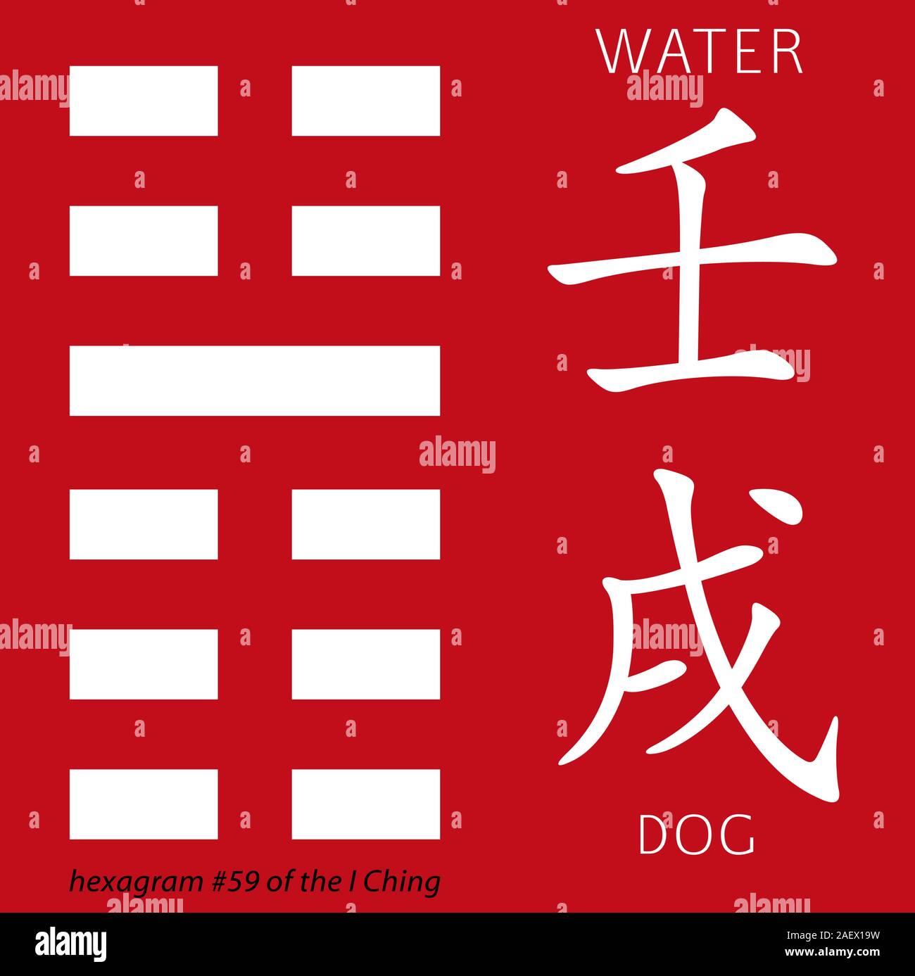 Symbol of i ching hexagram from chinese hieroglyphs. Translation of 12 ...