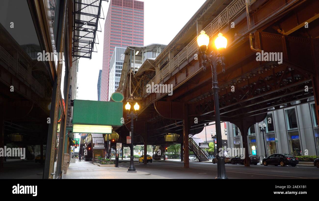 Generic blank sign for superimposing marquee name above Chicago scene ...