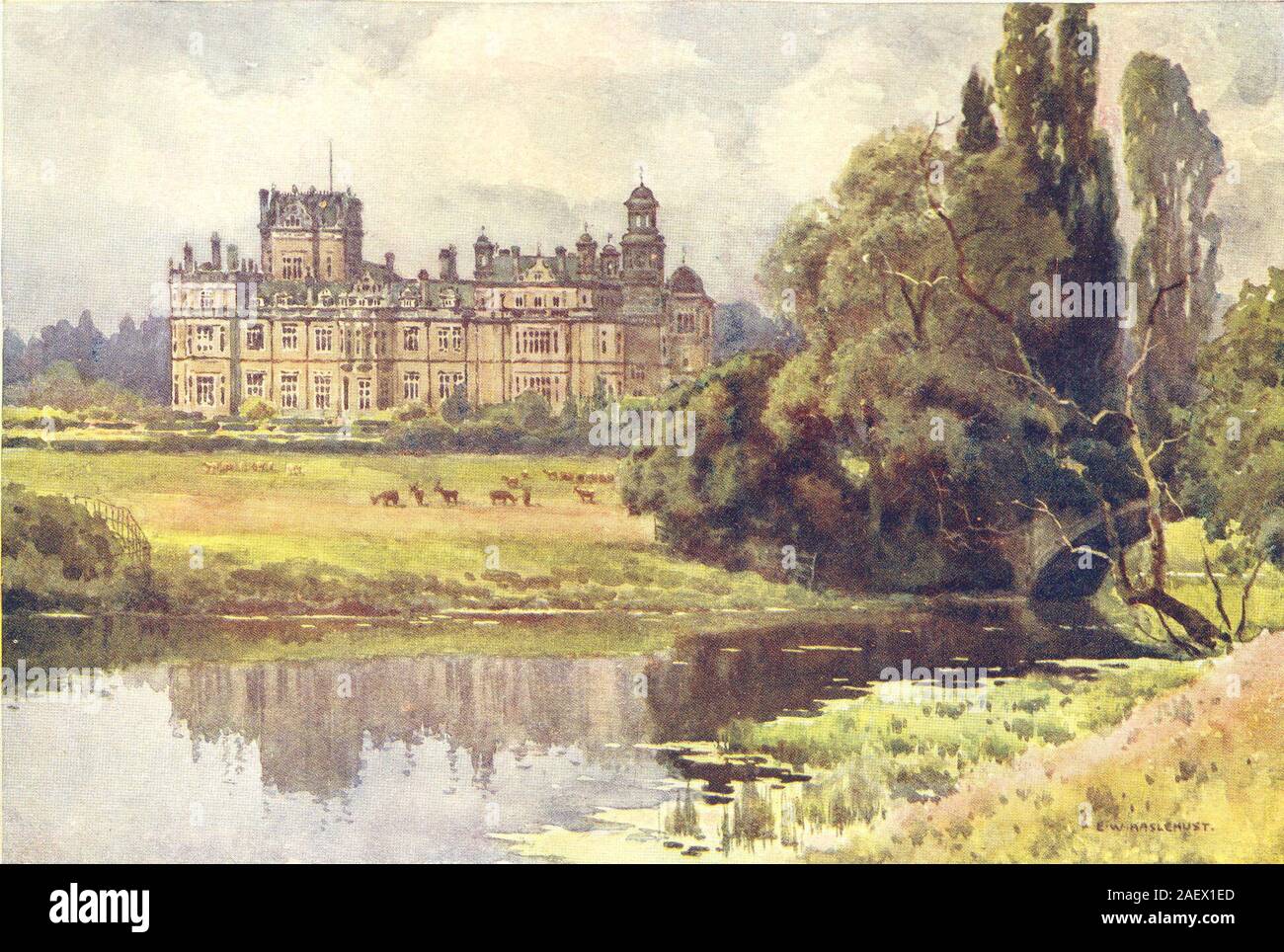 Thoresby, the Dukeries. Nottinghamshire. By Ernest Haslehust 1920 old ...