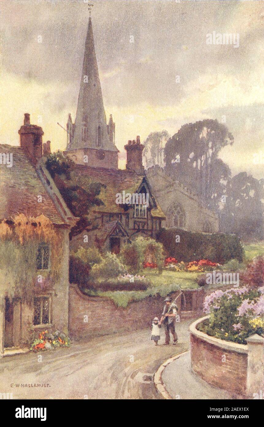 Edwinstowe, the Dukeries. Nottinghamshire. By Ernest Haslehust 1920 old ...