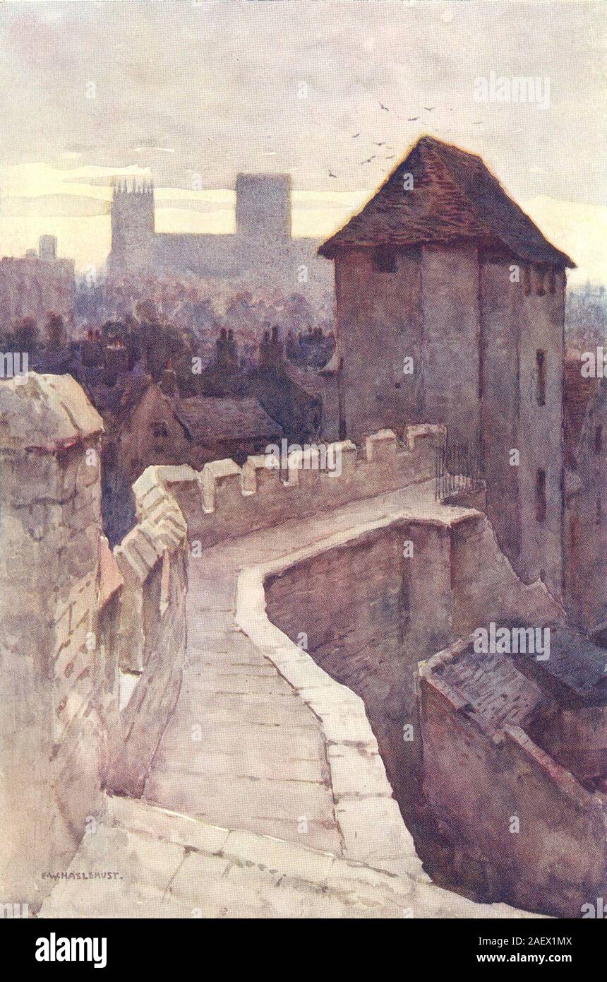 Fishergate Postern from the walls. York. By Ernest Haslehust 1920 old ...