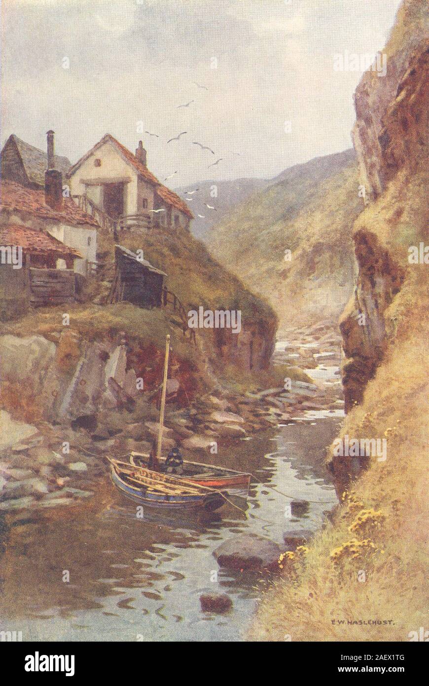 Scalby Beck, Scarborough. Yorkshire. By Ernest Haslehust 1920 old print ...