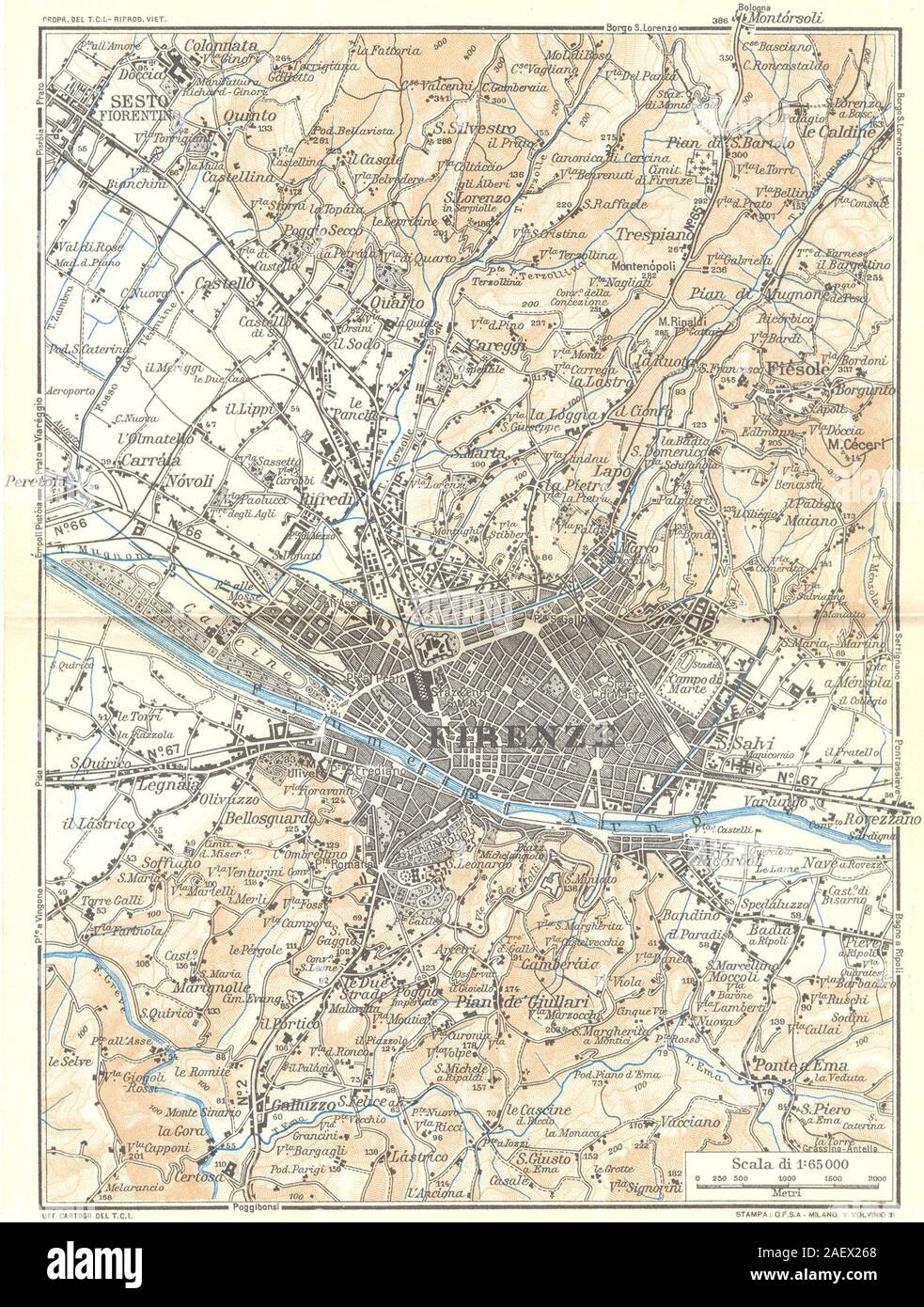 ITALY. Dintorni di Firenze. Carta dei dintorni di Firenze 1950 old ...