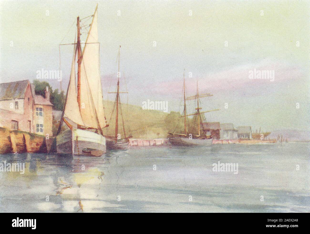 DEVON. Kingsbridge Quay 1908 old antique vintage print picture Stock ...