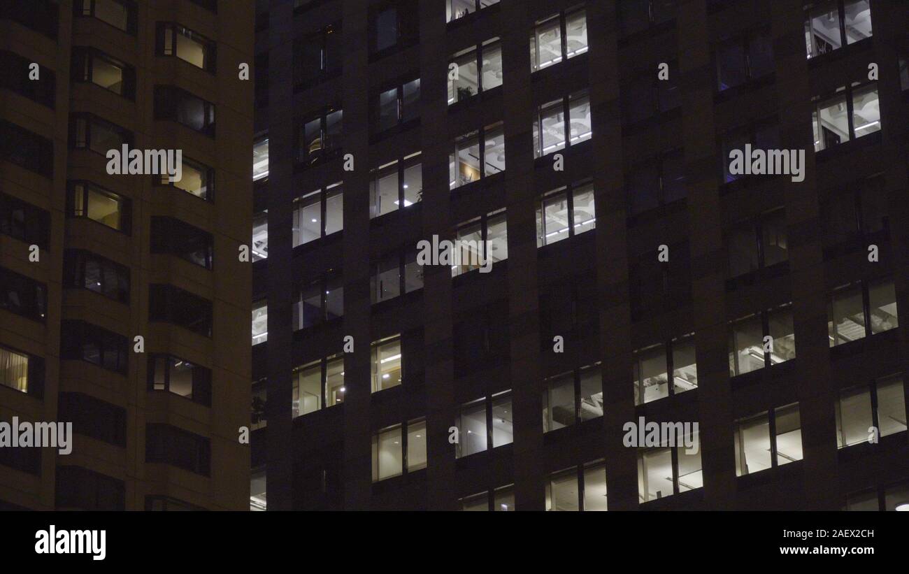 Generic night time establishing shot of typical apartment or office ...