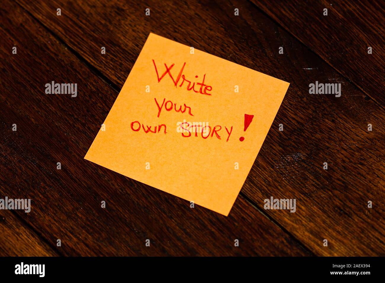 Writing on colorful sticky note Write your own story. Text with Write ...