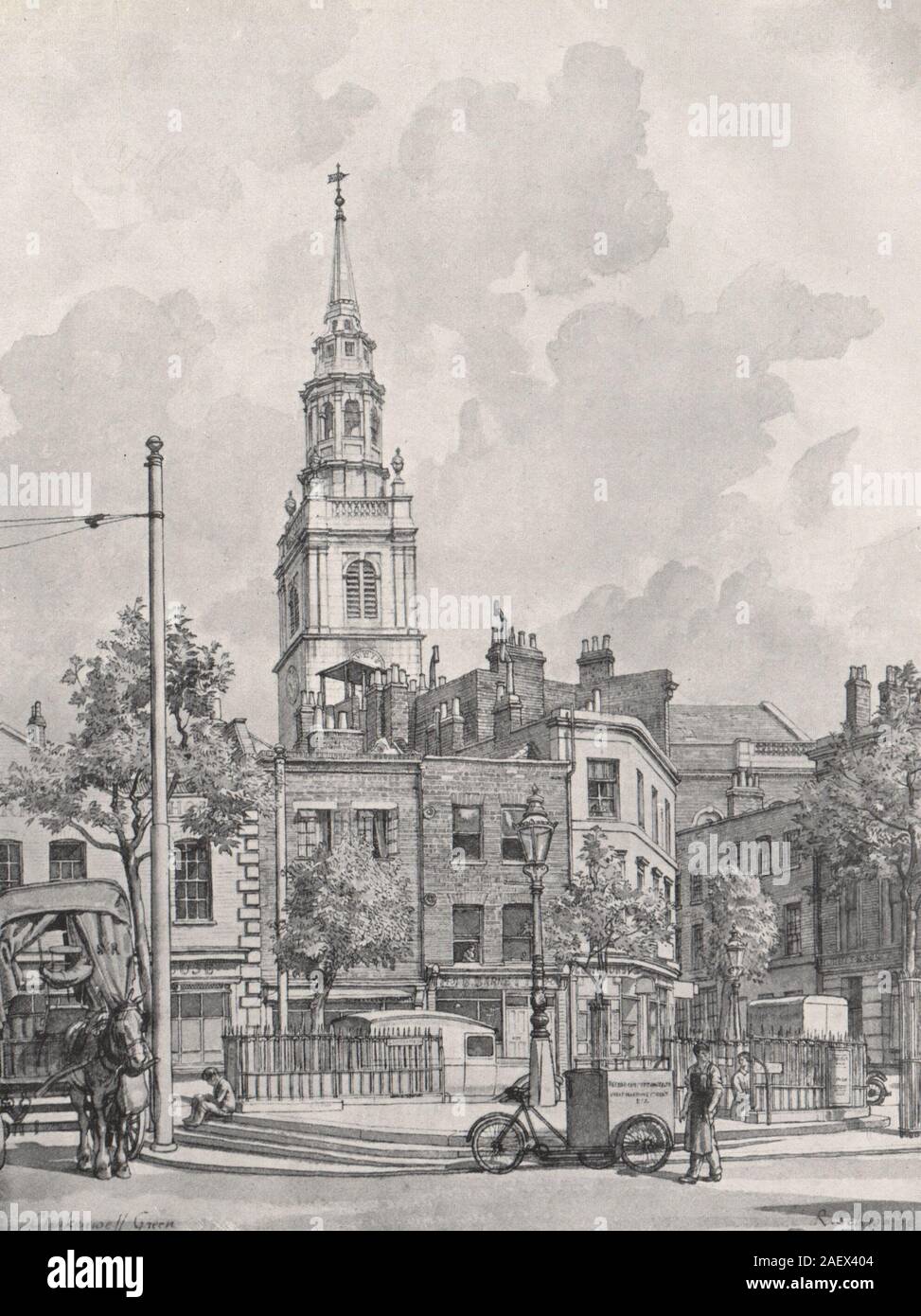 CLERKENWELL. Clerkenwell Green, by Randolph Schwabe 1947 old vintage ...