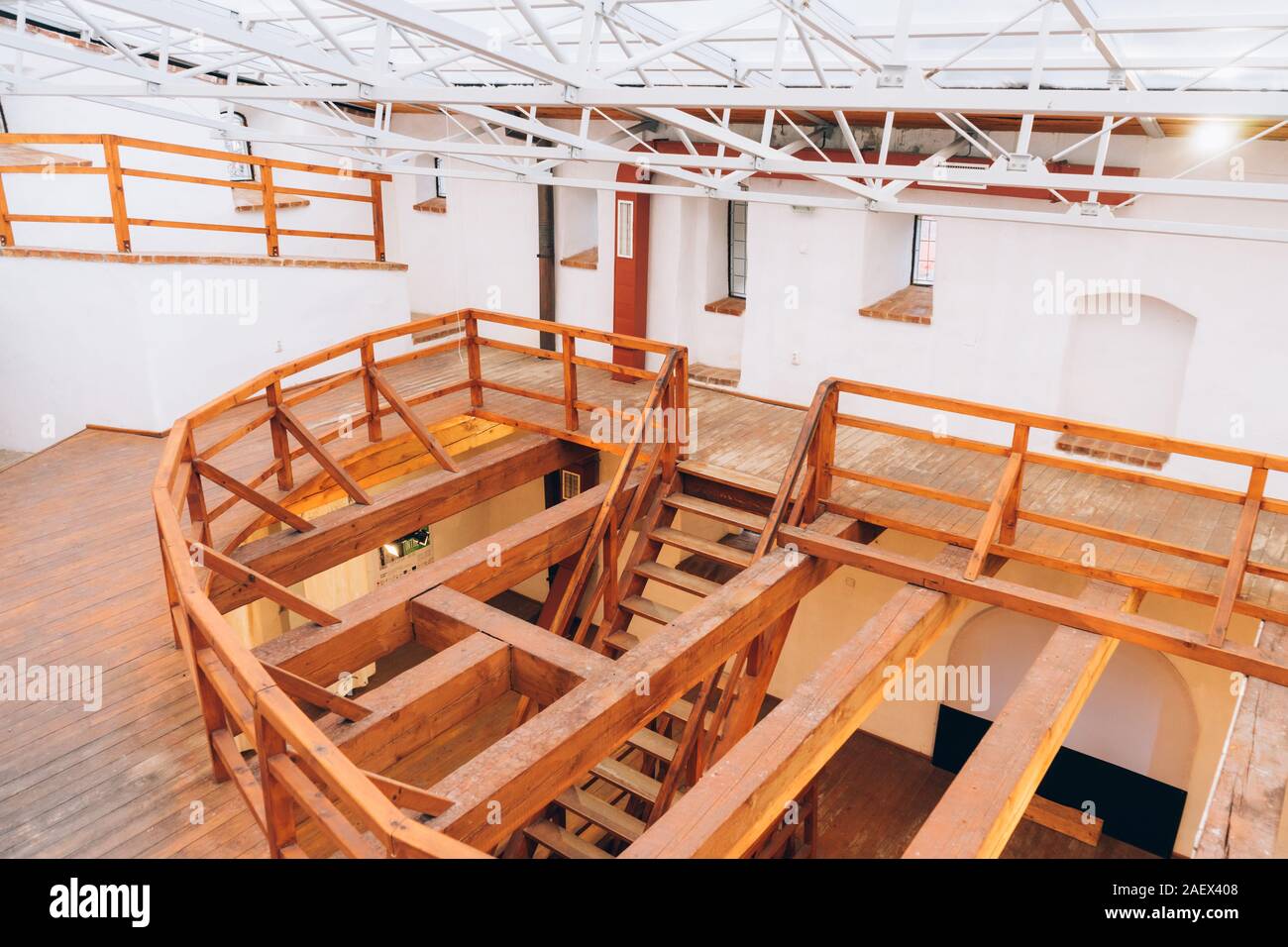 Brasov, Romania - Nov 10, 2019: The wooden structure of the White Tower ...