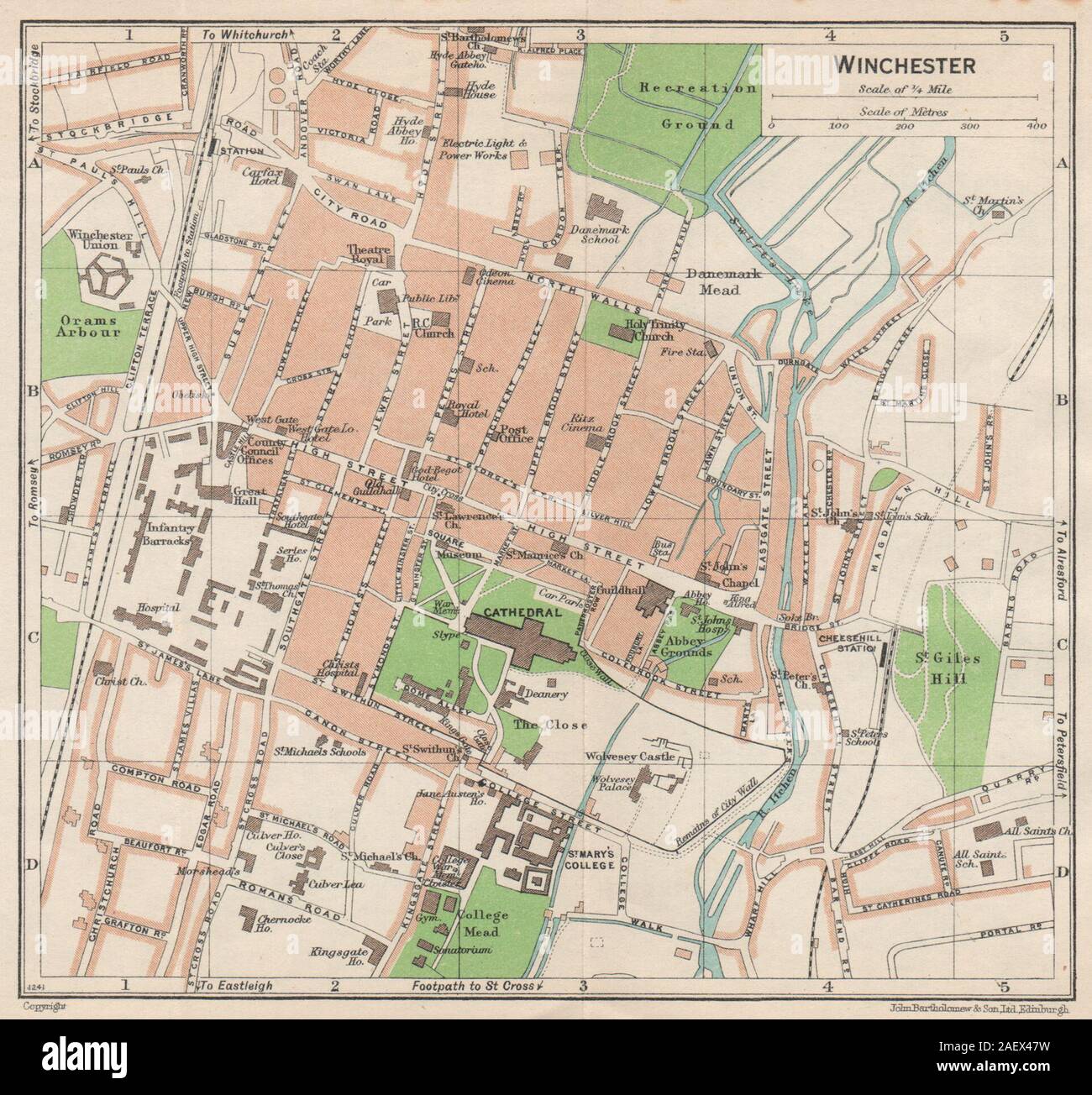 WINCHESTER. Vintage town city map plan. Hampshire 1950 old vintage ...