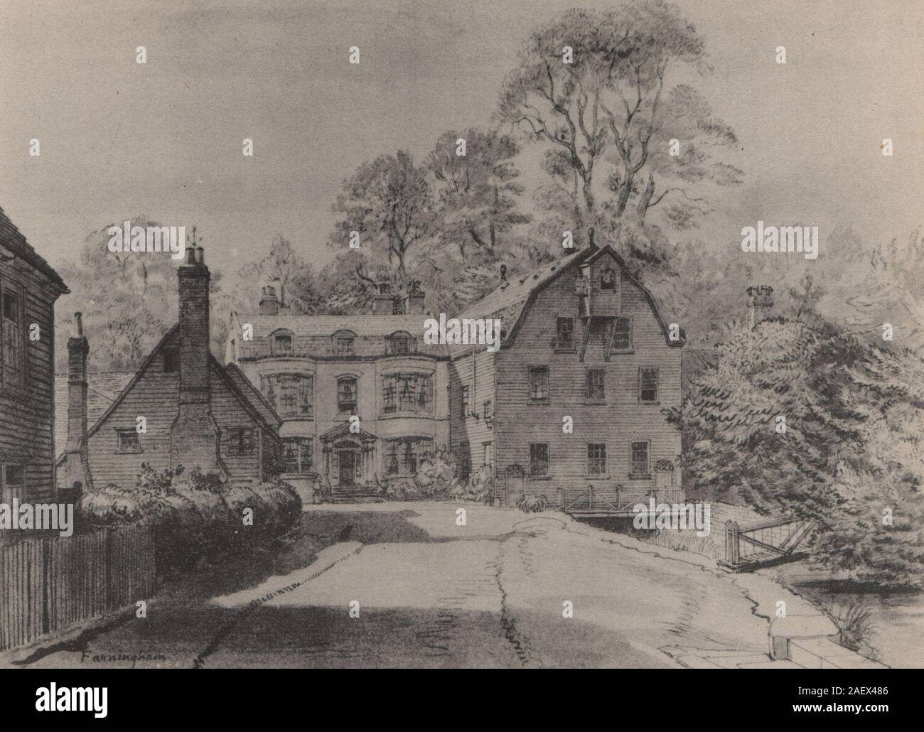 FARNINGHAM. The Mill House, by Randolph Schwabe. Kent 1947 old vintage ...
