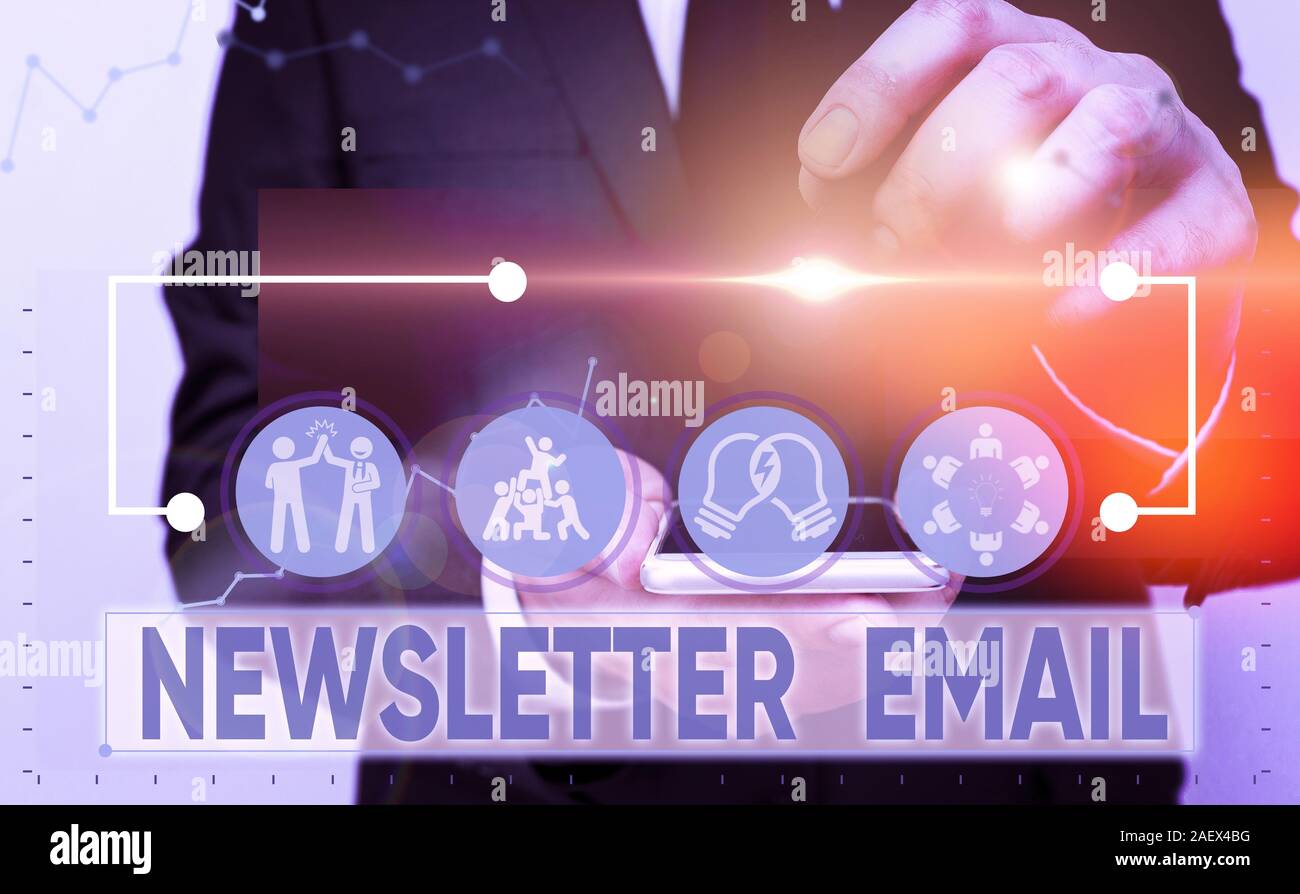 Text sign showing Newsletter Email. Business photo showcasing email ...