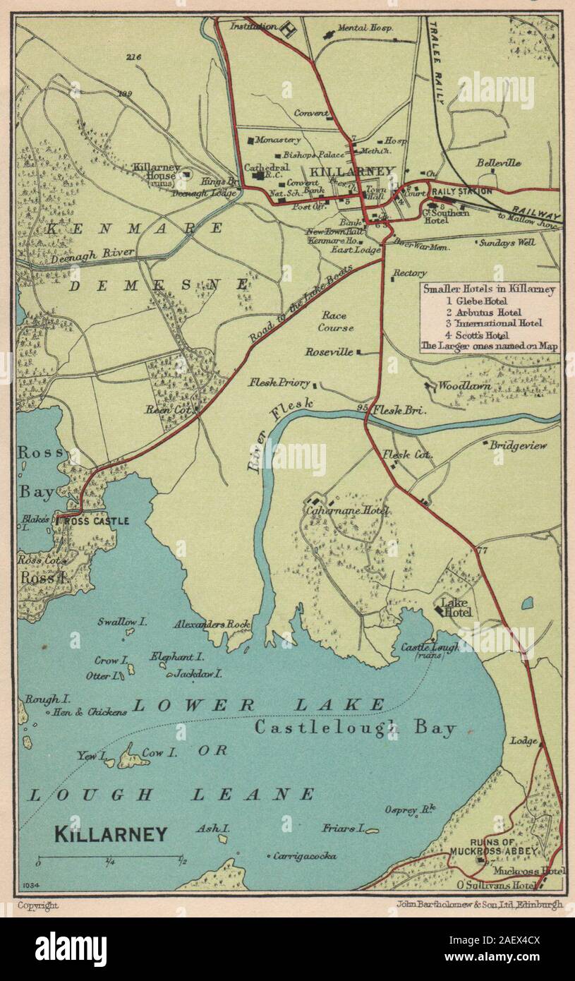 KILLARNEY. Vintage map plan. Ireland 1949 old vintage chart Stock Photo ...