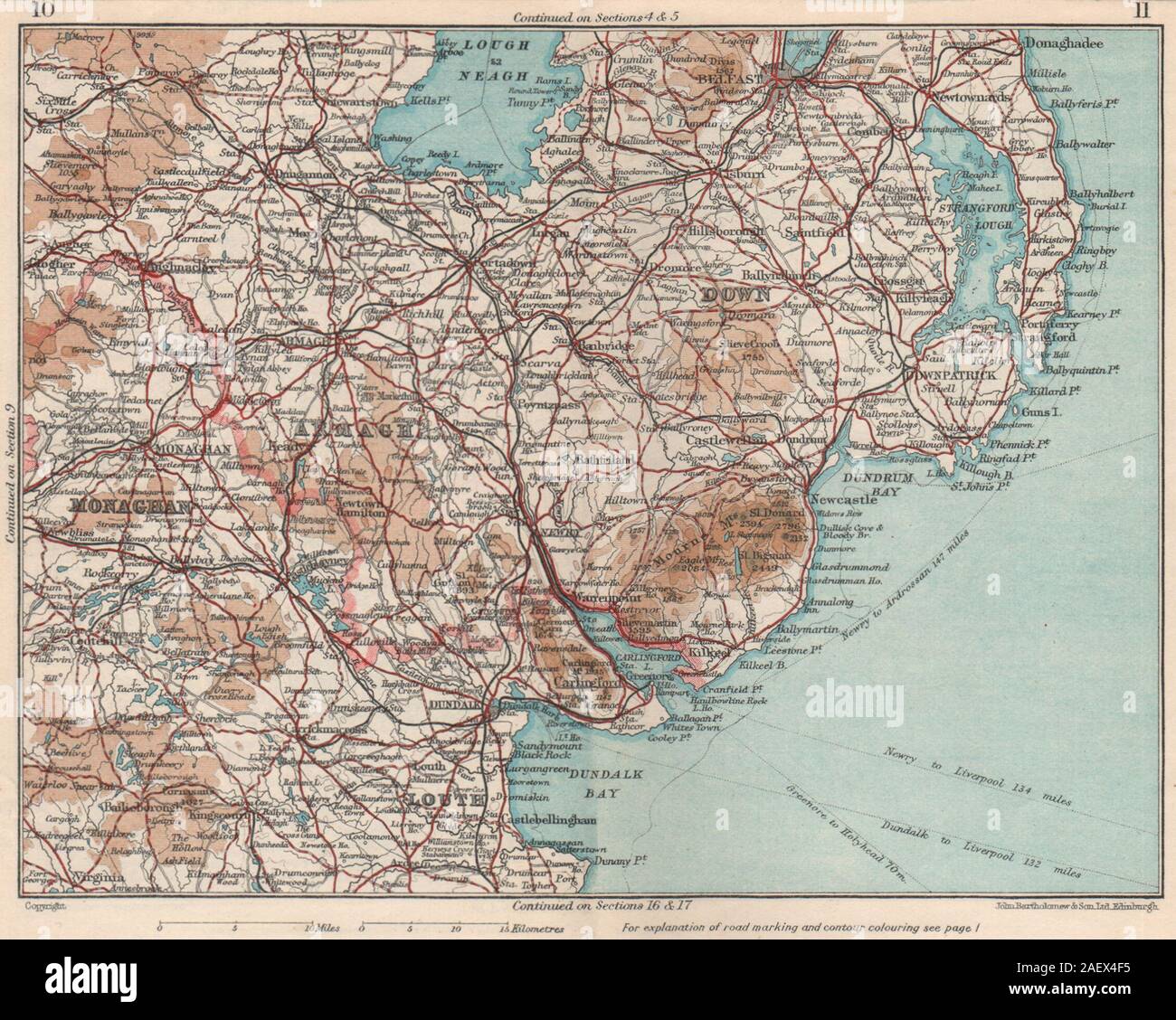ULSTER. Down Armagh Monaghan. Louth. Belfast. Vintage map plan. Ireland ...