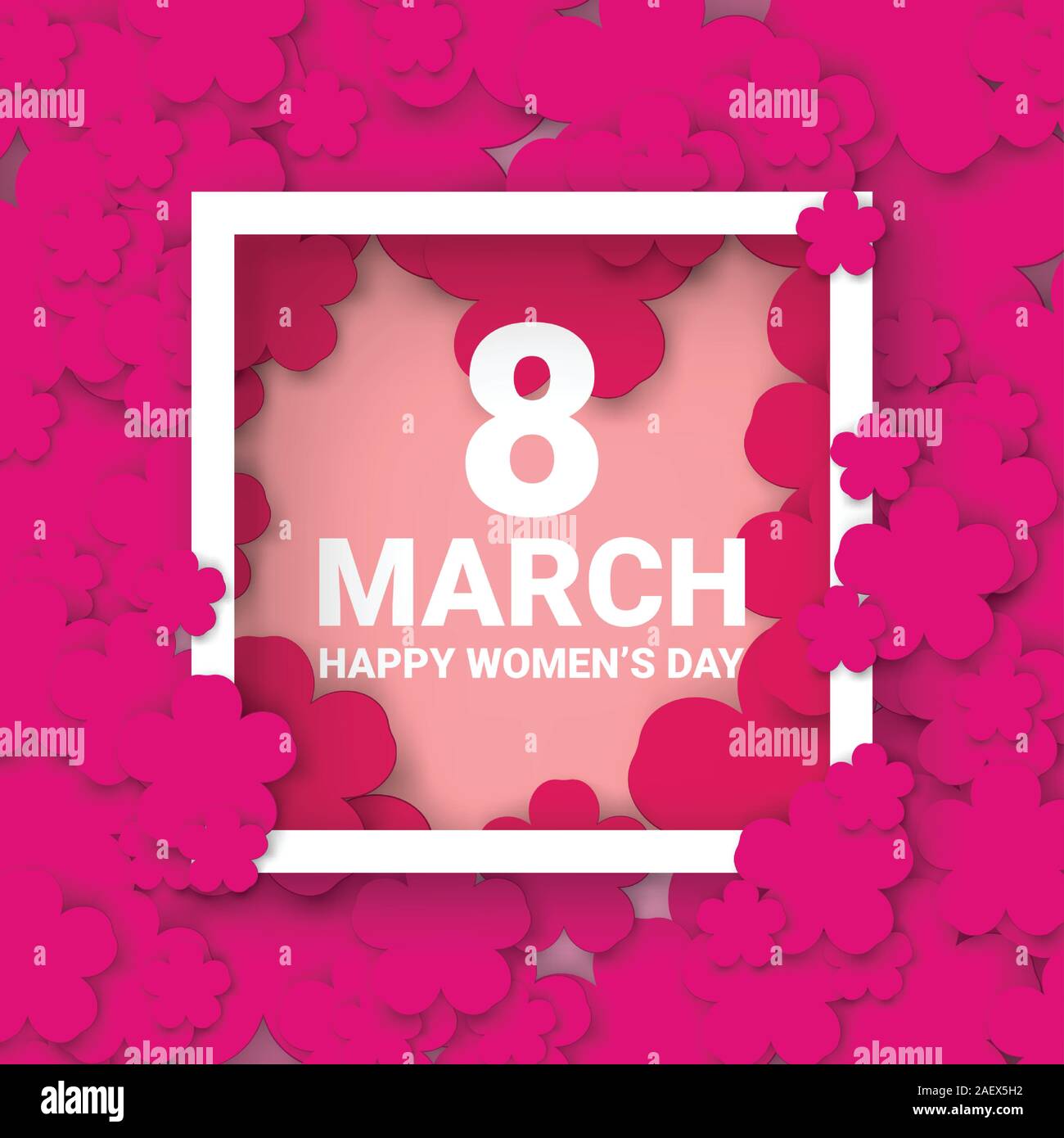 8 March. Pink floral greeting card. International Happy Women's Day ...