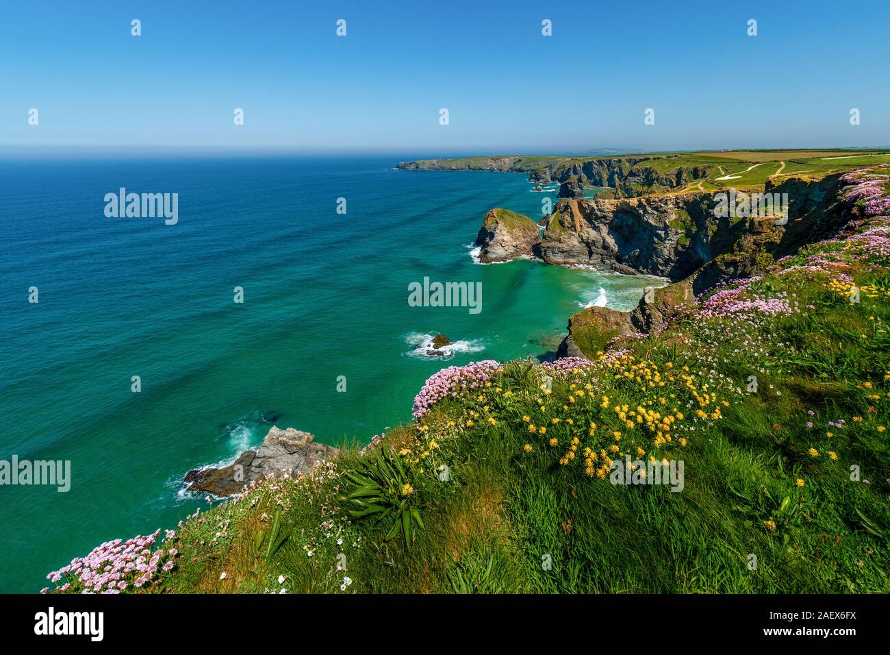 Bedruthan Steps in South Cornwall between Newquay and Padstow, National ...