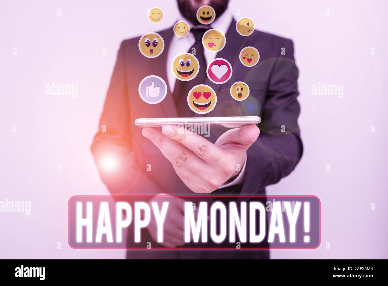 Writing note showing Happy Monday. Business concept for telling that ...