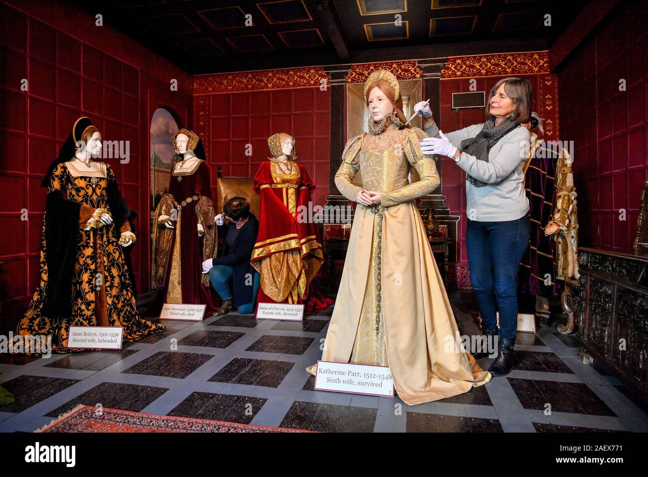 Life size mannequins of the six wives of King Henry VIII are gently ...