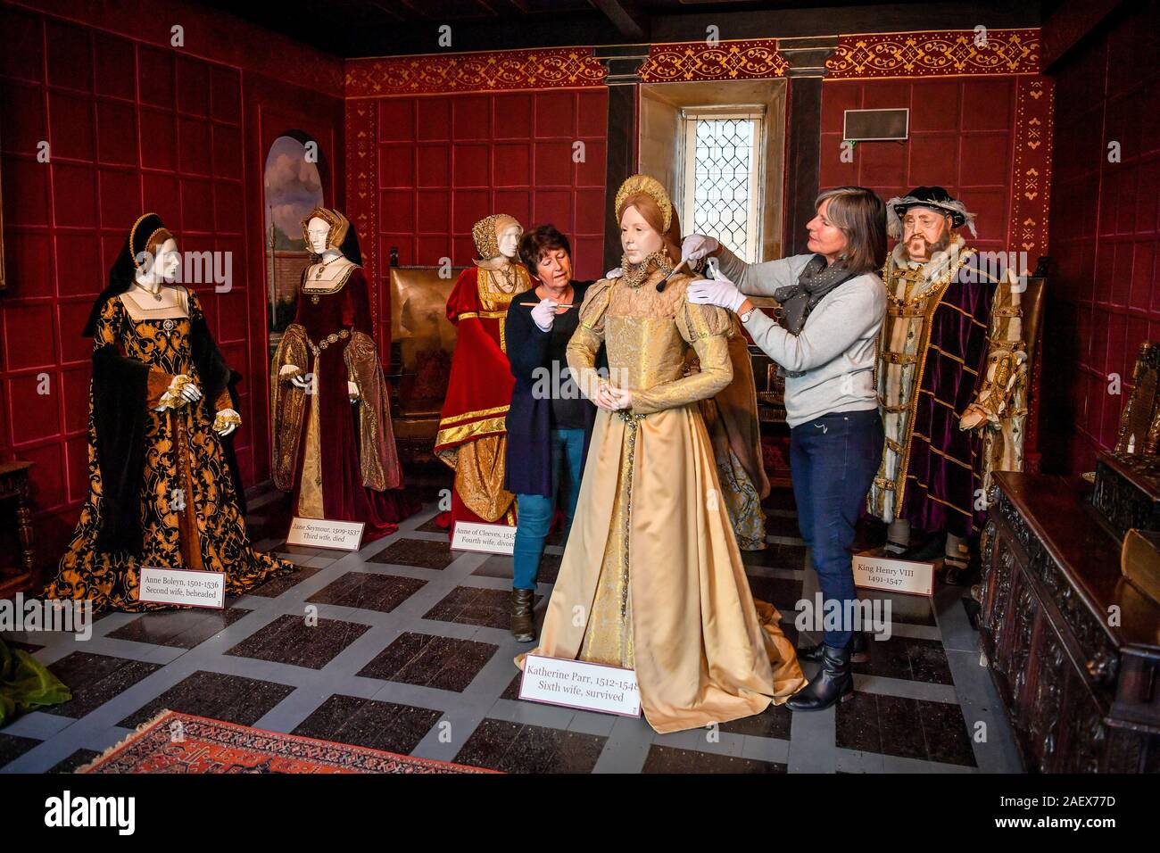 Life size mannequins of the six wives of King Henry VIII are gently ...