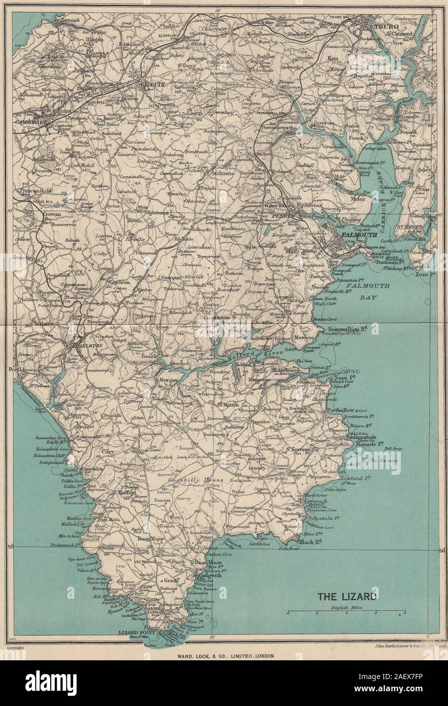 THE LIZARD topo map. Falmouth Helston Helford River Cornwall. WARD LOCK ...