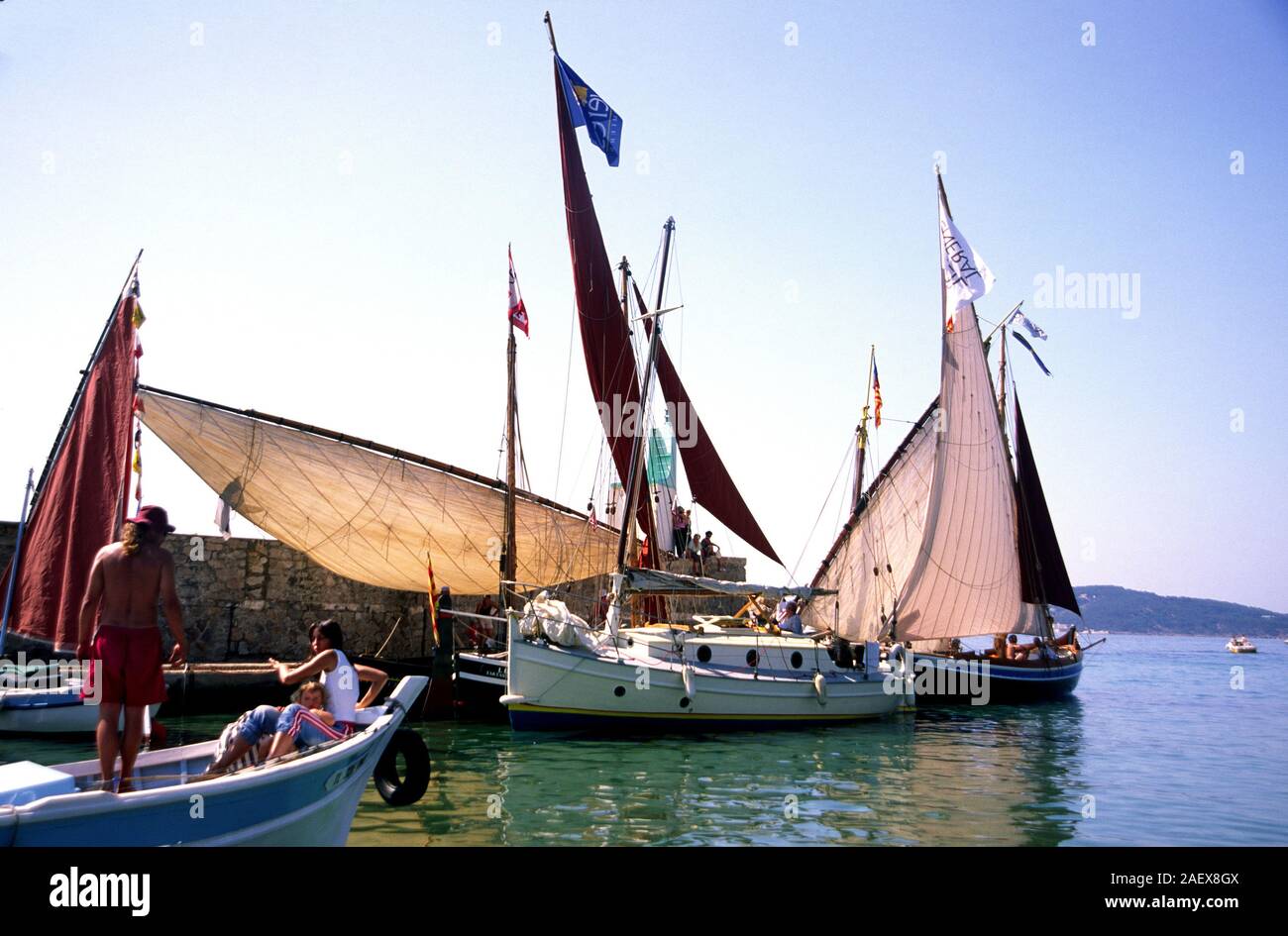 Latin sailing festival of traditional wooden boats at port St louis du ...