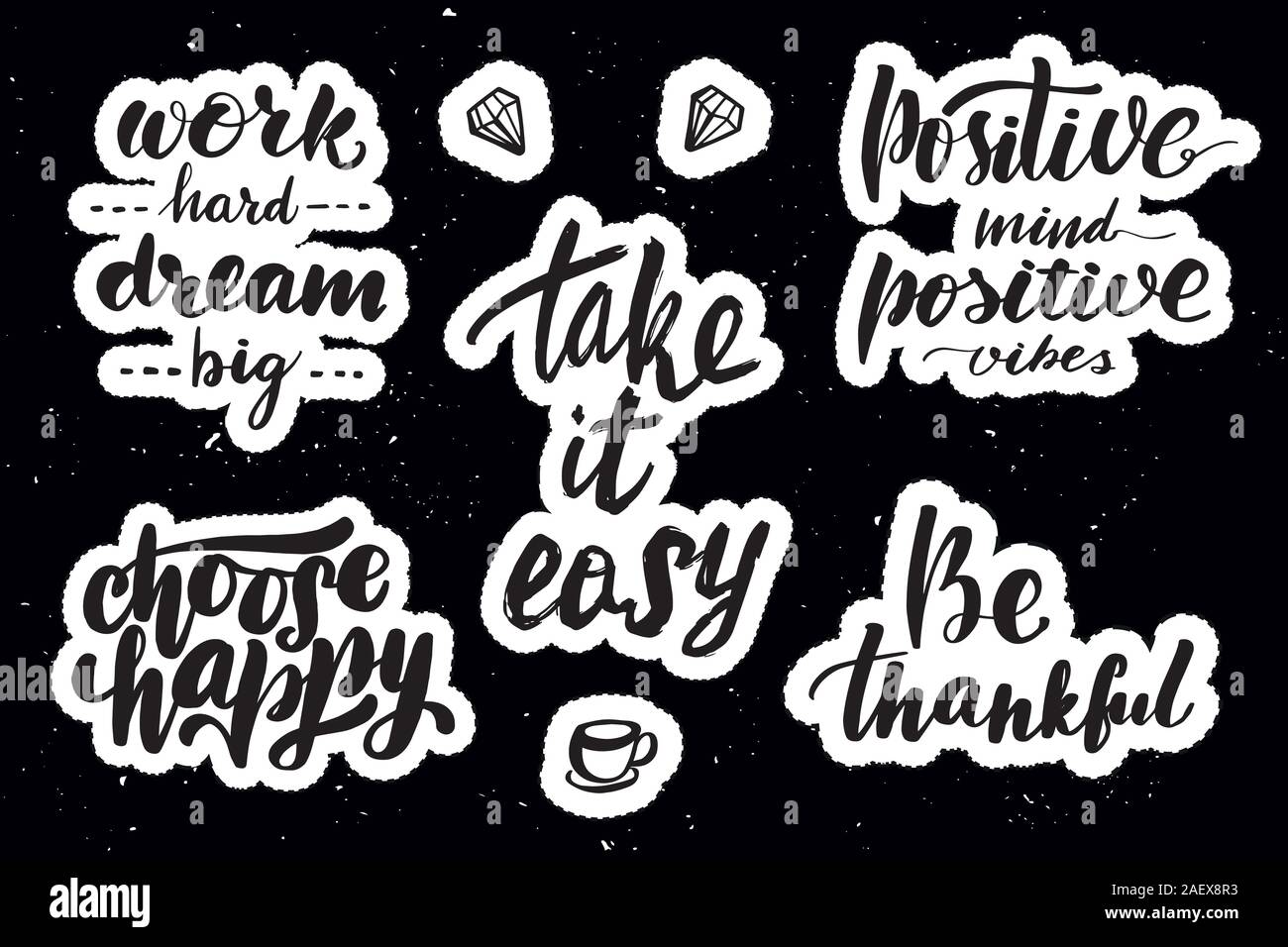 Stickers with hand drawn typography lettering inscriptions Stock Vector ...