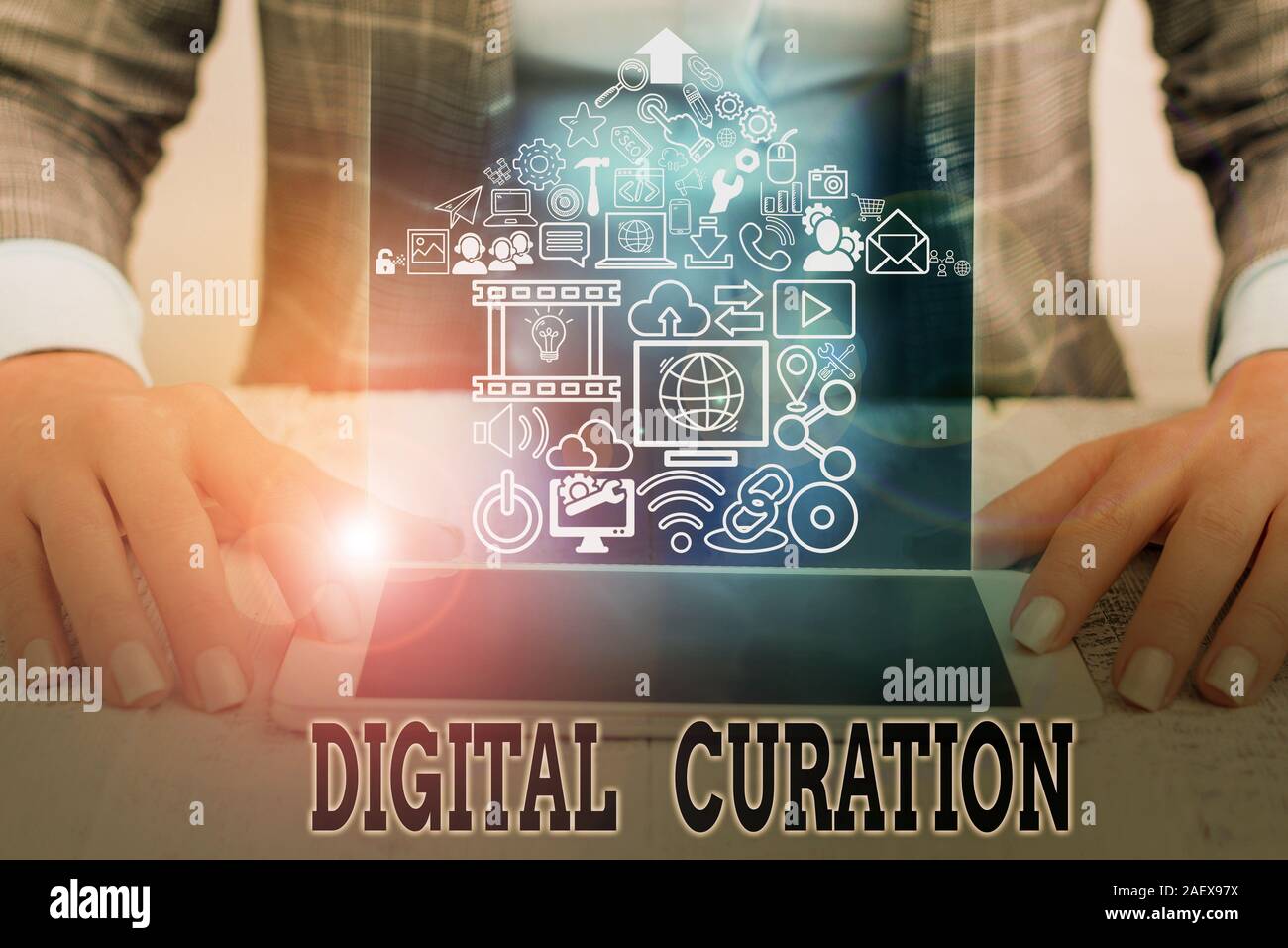 Conceptual hand writing showing Digital Curation. Concept meaning ...